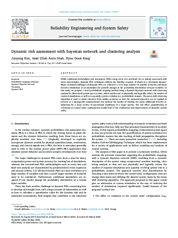 (PDF) Dynamic risk assessment with bayesian network and clustering analysis