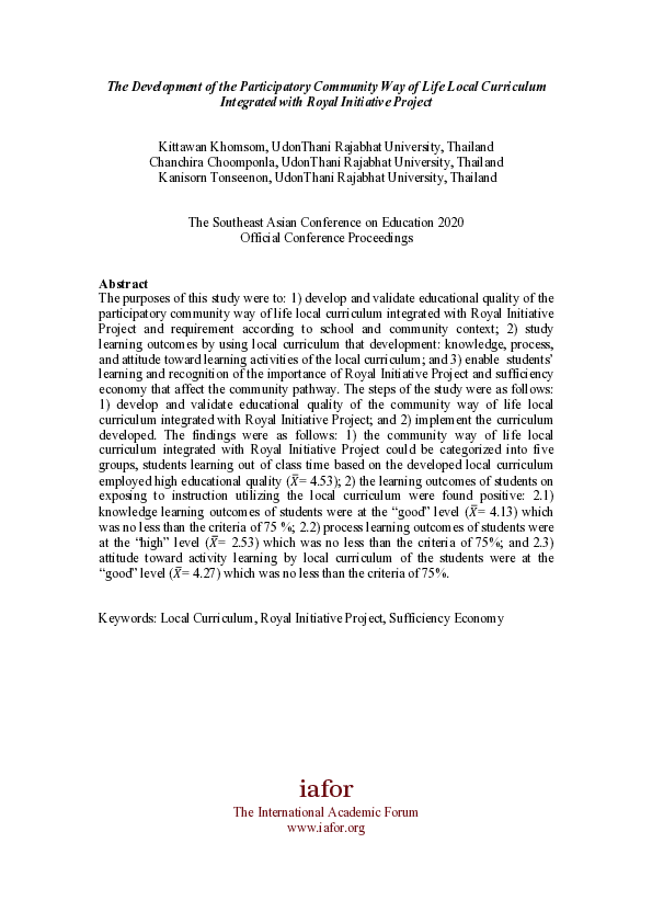 (PDF) Participation of Local Curriculum Development on Community ...