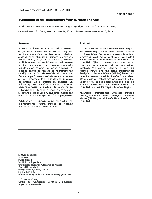 (PDF) Evaluation of soil liquefaction from surface analysis