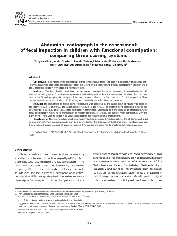 (PDF) Abdominal radiograph in the assessment of fecal impaction in ...