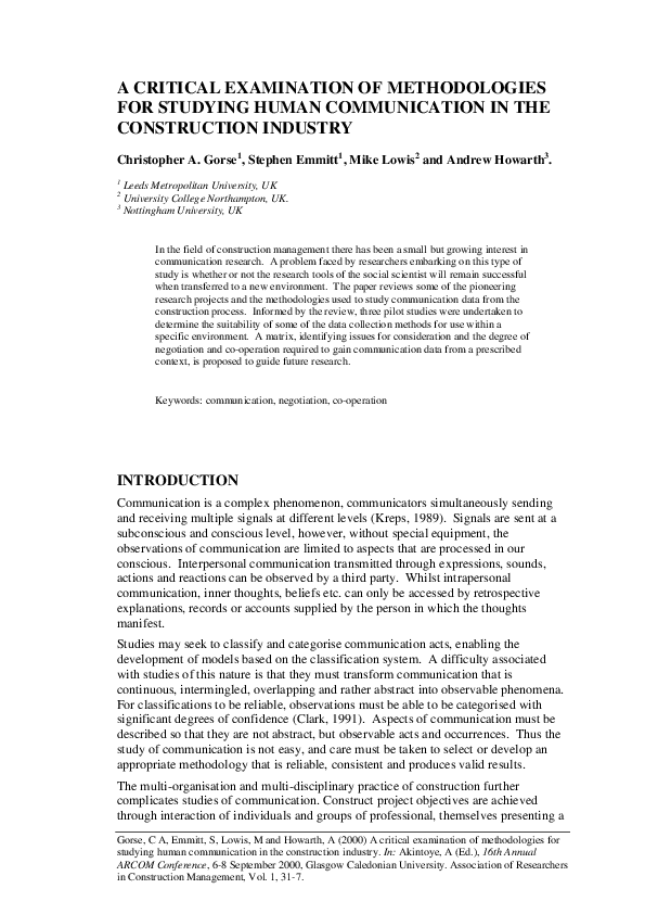(PDF) A critical examination of research methodologies for studying ...