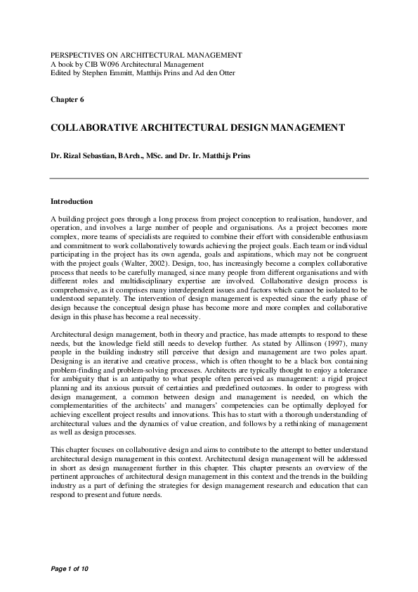 (PDF) Collaborative architectural design management