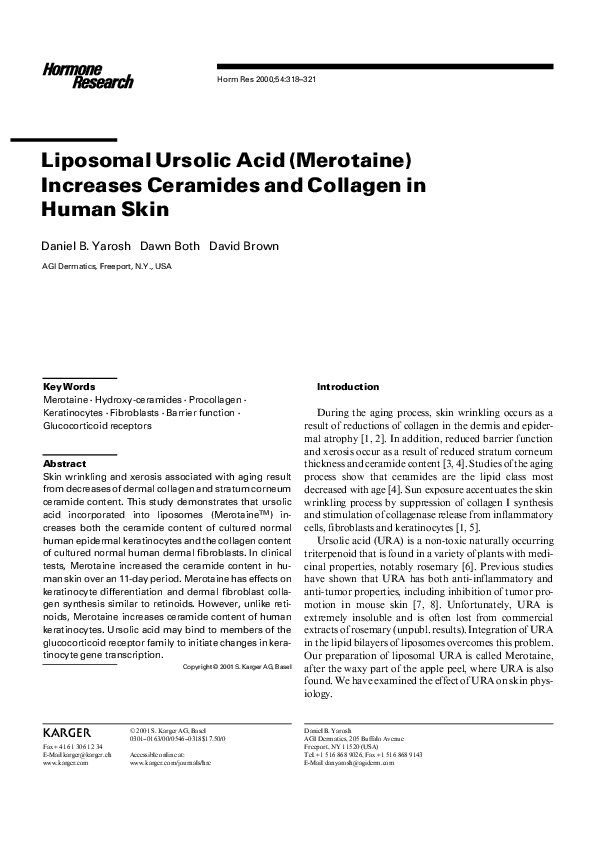 (PDF) Liposomal Ursolic Acid (Merotaine) Increases Ceramides and ...