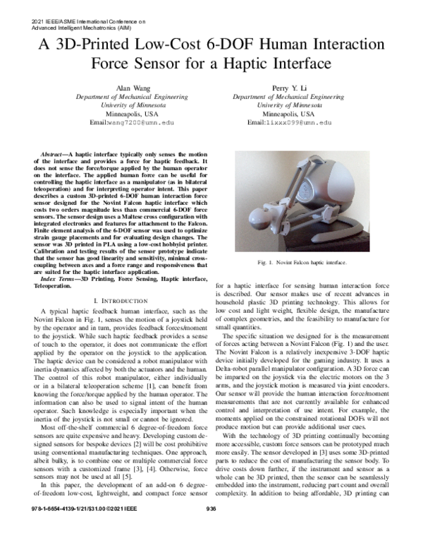 (PDF) A 3D-Printed Low-Cost 6-DOF Human Interaction Force Sensor for a ...