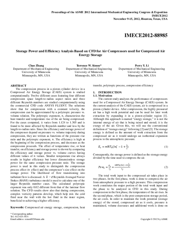 (PDF) Storage Power and Efficiency Analysis Based on CFD for Air ...