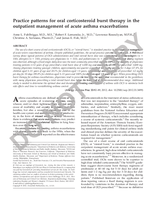 (PDF) Practice patterns for oral corticosteroid burst therapy in the ...