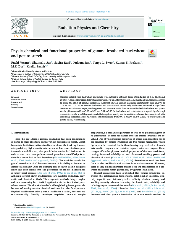 (PDF) Radiation Physics and Chemistry