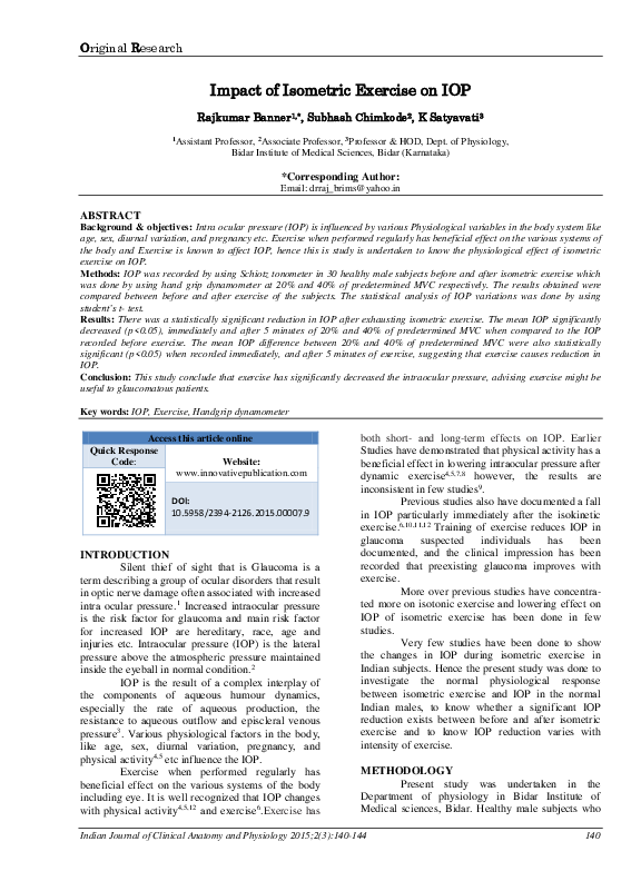 (PDF) Impact of Isometric Exercise on IOP