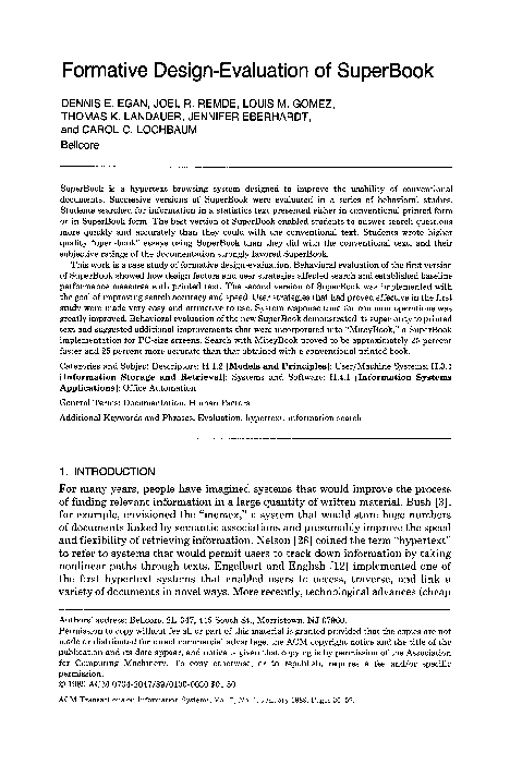 (PDF) Formative design evaluation of superbook
