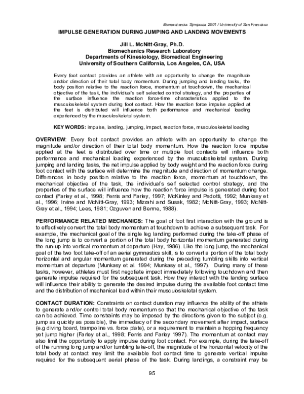 (PDF) Impulse Generation During Jumping and Landing Movements