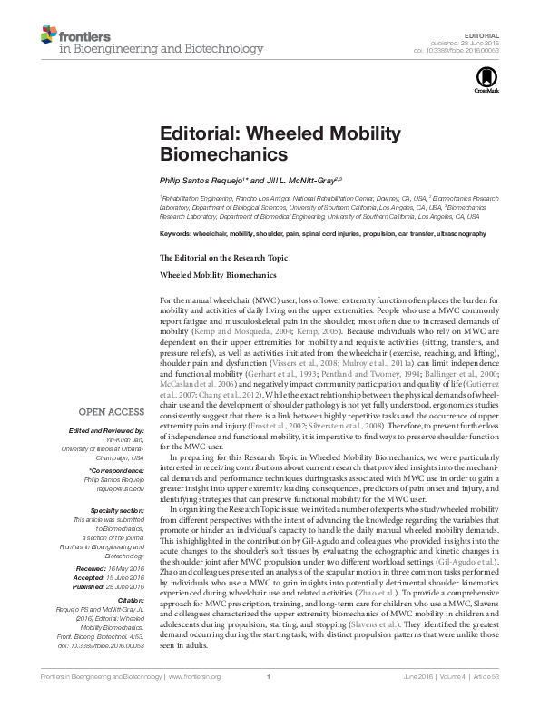 (PDF) Editorial: Wheeled Mobility Biomechanics