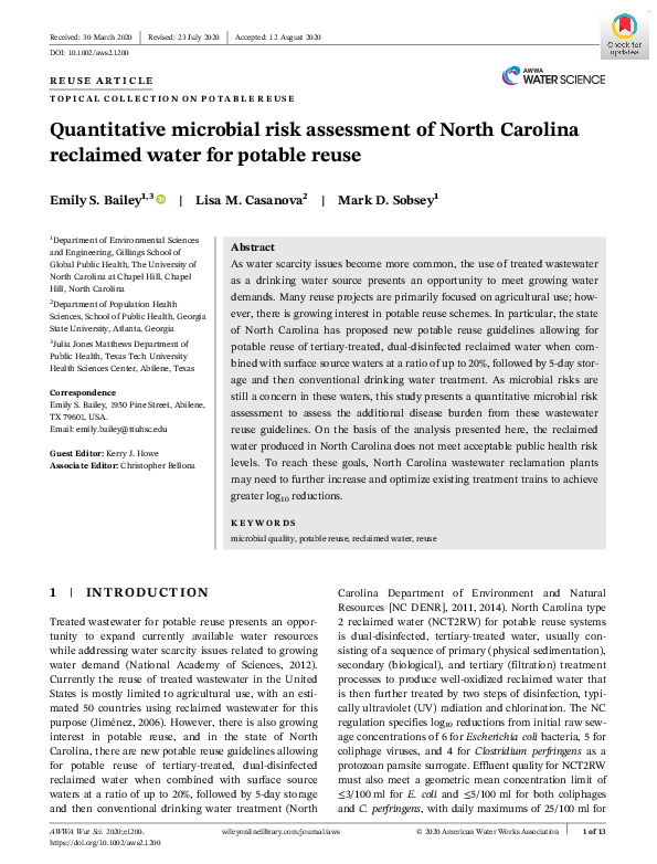 (PDF) Quantitative microbial risk assessment of North Carolina ...