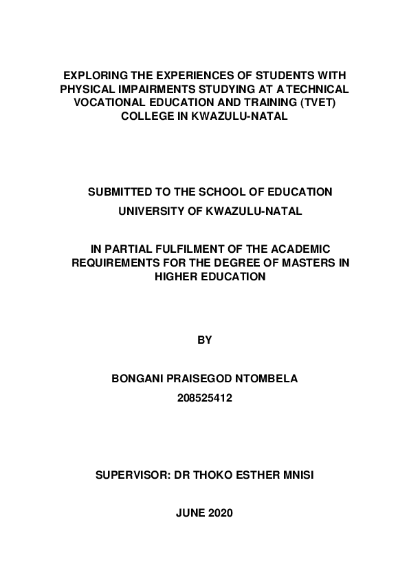(PDF) Exploring the experiences of students with physical impairments ...