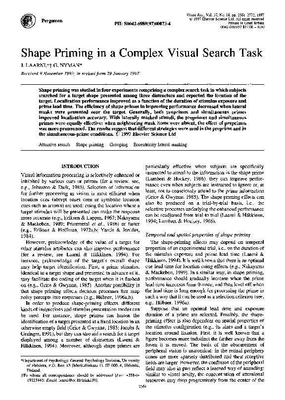 (PDF) Shape priming in a complex visual search task