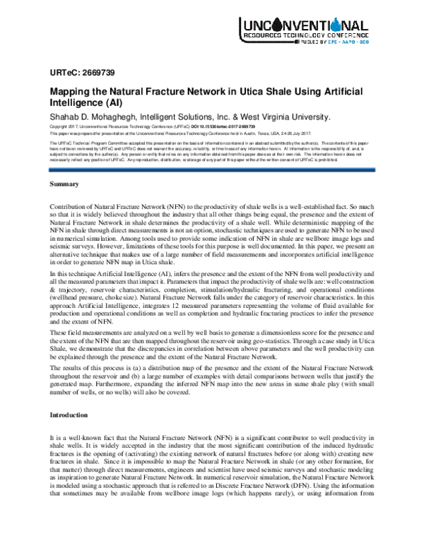 Pdf Mapping The Natural Fracture Network In Shale Using Artificial