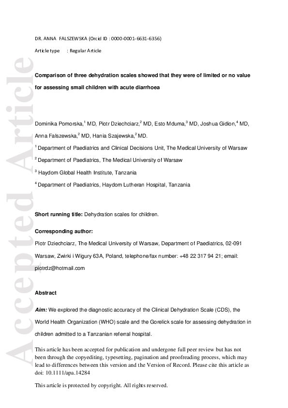 (PDF) Comparison of three dehydration scales showed that they were of ...