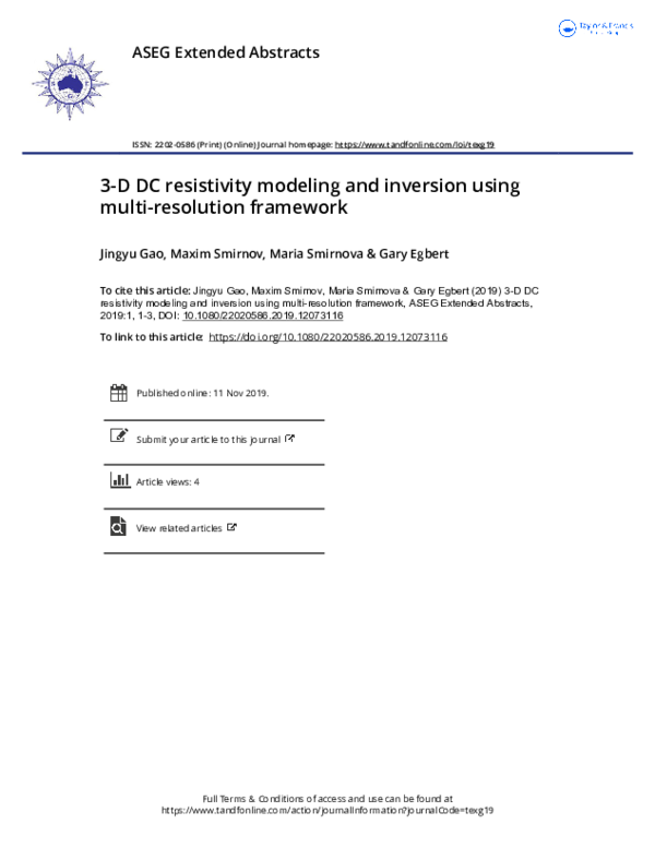 (PDF) 3-D DC resistivity modeling and inversion using multi-resolution ...