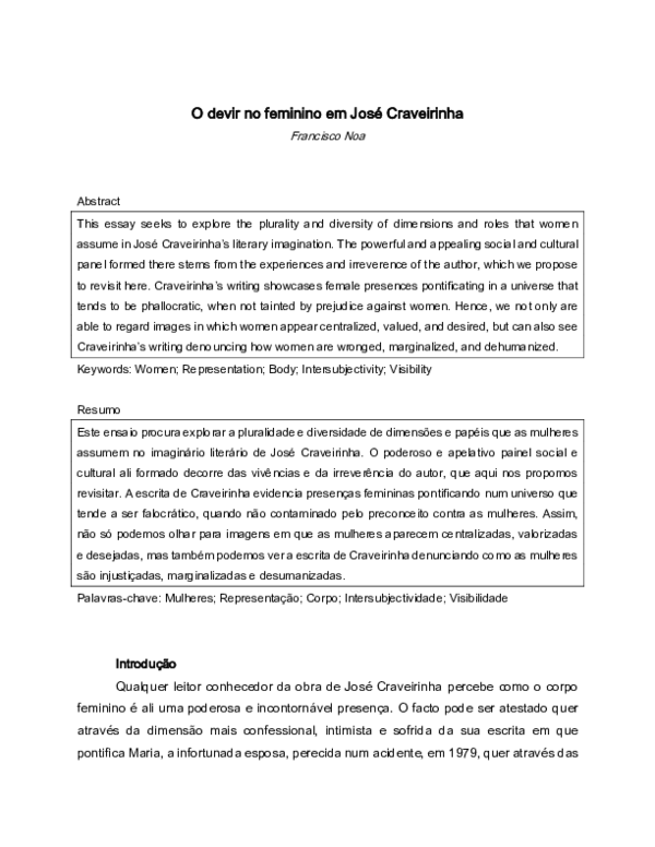 (PDF) O devir no feminino em José Craveirinha