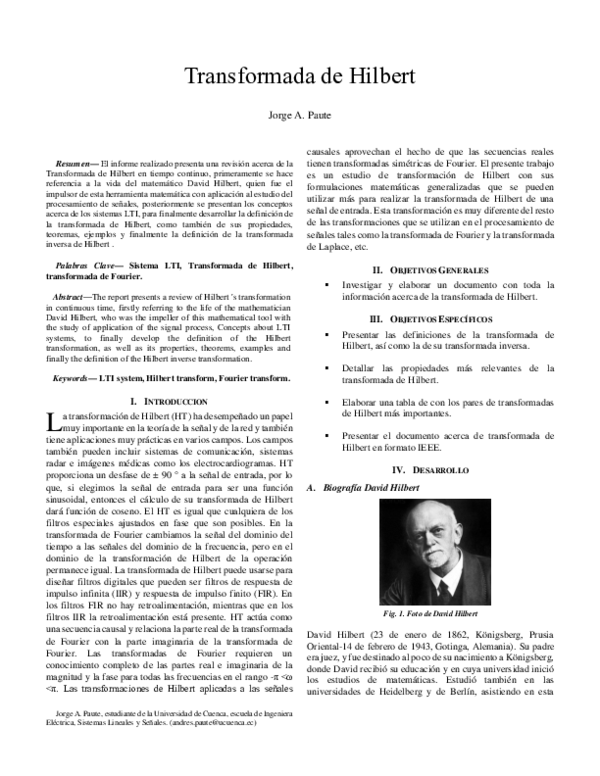 (PDF) Sistemas Lineales y Señales - Transformada de Hilbert