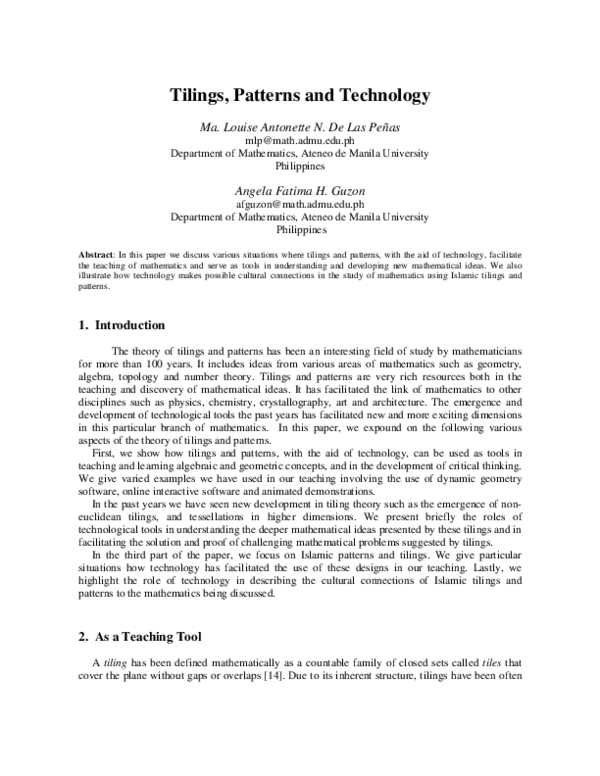 (PDF) Tilings, Patterns and Technology