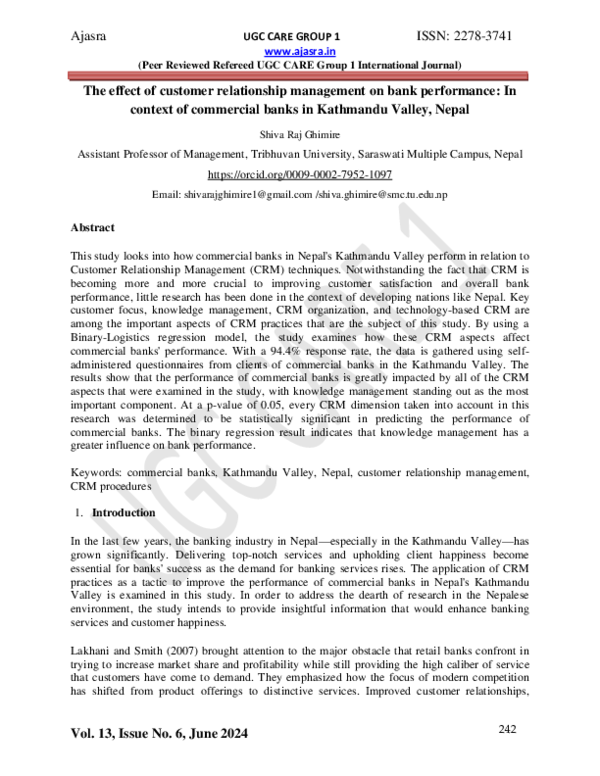 (PDF) The effect of customer relationship management on bank ...