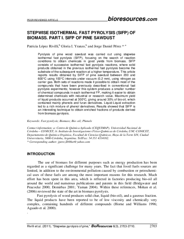 (PDF) Stepwise Isothermal Fast Pyrolysis (Sifp) of Biomass Part I. Sifp ...