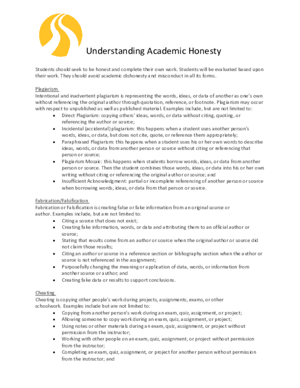 (PDF) Understanding Academic Honesty