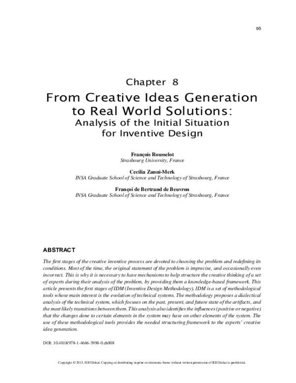 (PDF) From Creative Ideas Generation to Real World Solutions