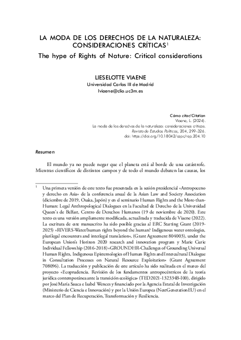 (PDF) LA MODA DE LOS DERECHOS DE LA NATURALEZA: CONSIDERACIONES ...