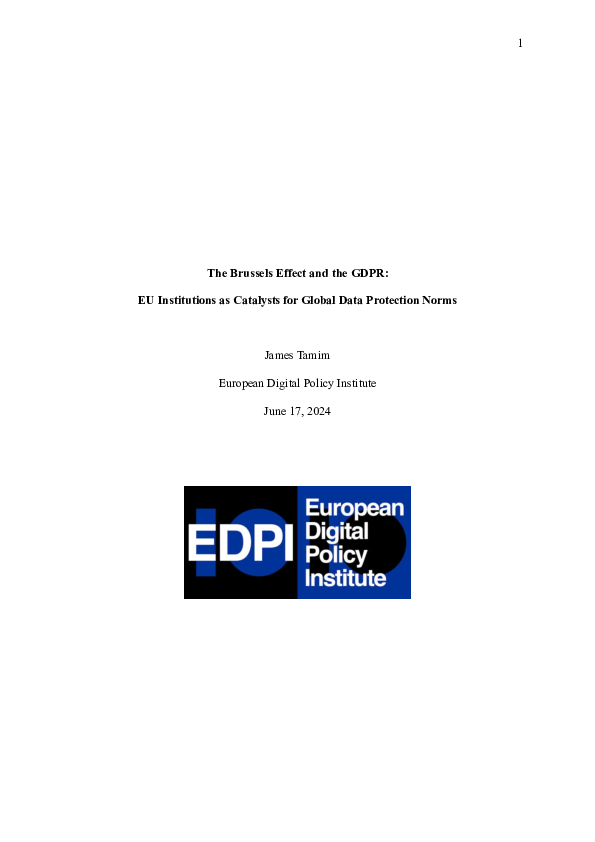 (PDF) The Brussels Effect and the GDPR: EU Institutions as Catalysts ...