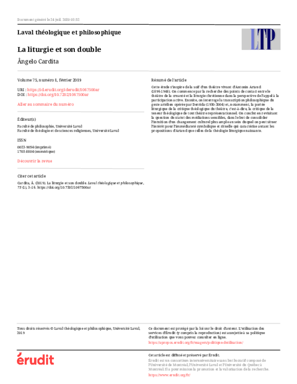 (PDF) La liturgie et son double