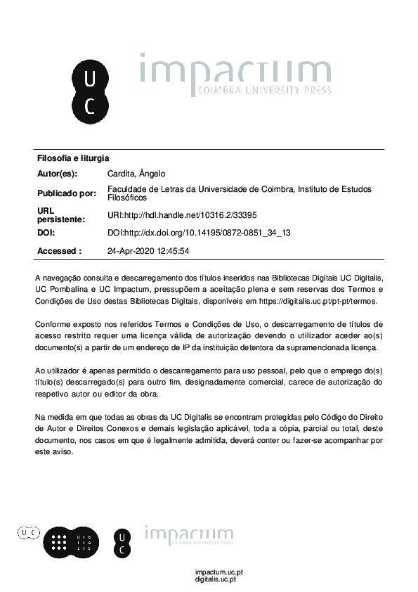 (PDF) Filosofia e liturgia