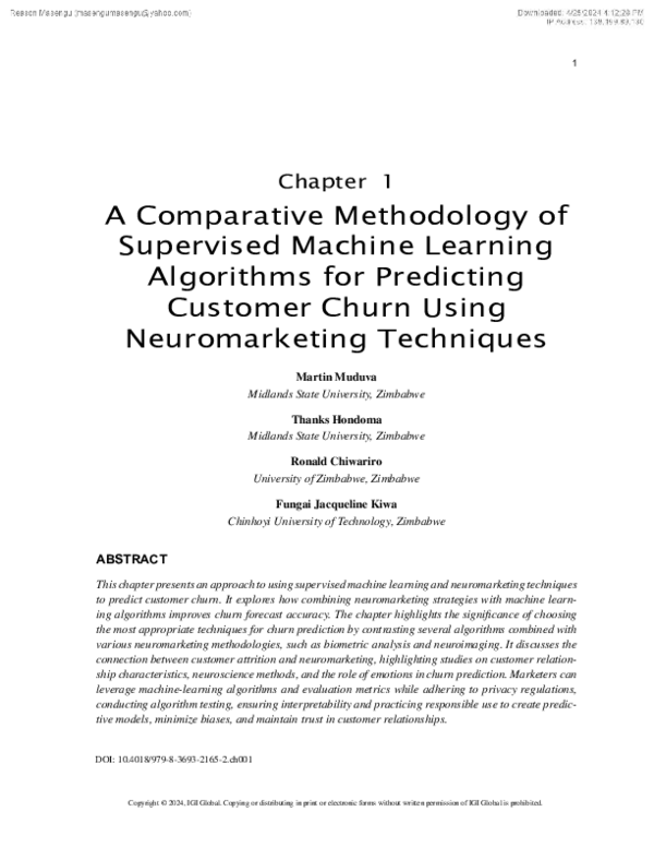 (PDF) A Comparative Methodology of Supervised Machine Learning ... (PDF) A Comparative Methodology of Supervised Machine Learning ...