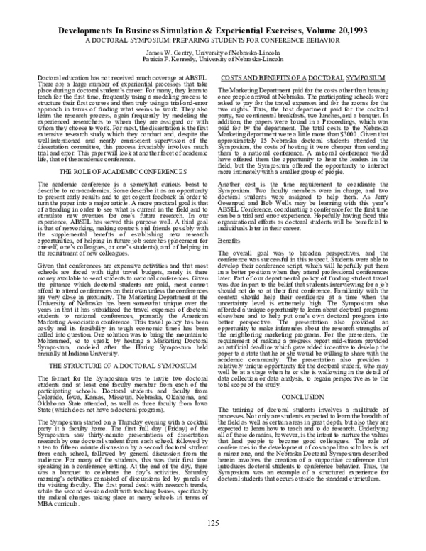 (PDF) A Doctoral Symposium: Preparing Students for Conference Behavior