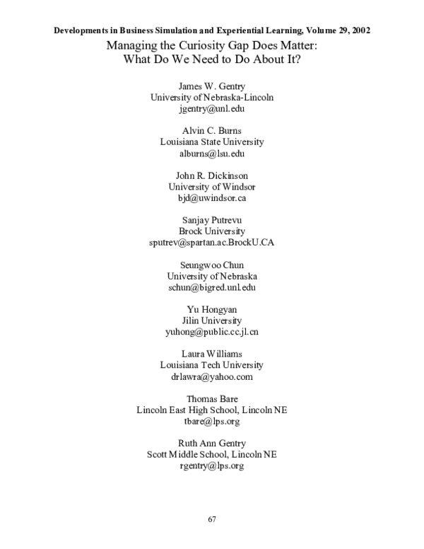 (PDF) Managing The Curiosity Gap Does Matter: What Do We Need To Do ...