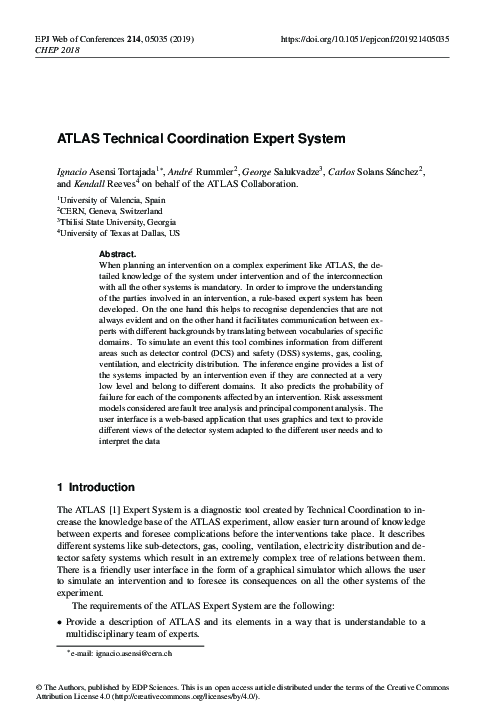 (PDF) ATLAS Technical Coordination Expert System