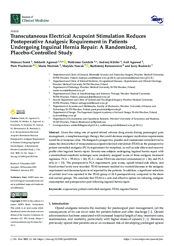 (PDF) Transcutaneous Electrical Acupoint Stimulation Reduces ...