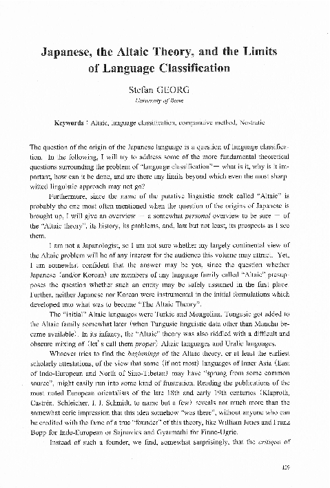 (PDF) Japanese, the Altaic Theory, and the Limits of Language ...