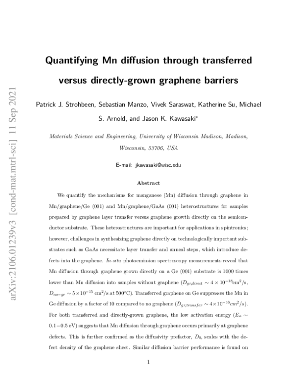 (PDF) Quantifying the role of defects in monolayer graphene diffusion ...