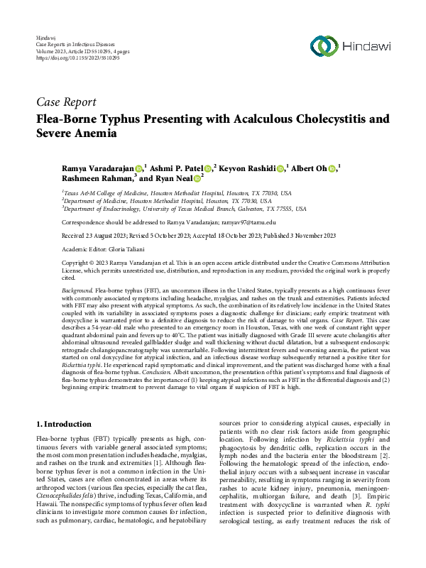 (PDF) Flea-Borne Typhus Presenting with Acalculous Cholecystitis and ...
