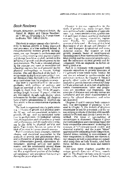 (PDF) Growth, maturation and physical activity. By Robert M. Malina and ...