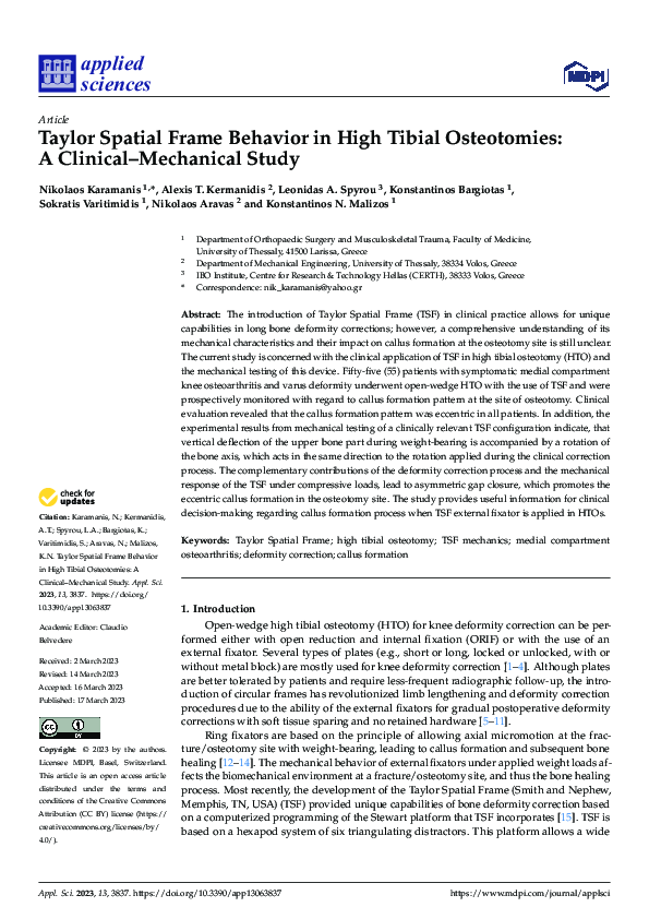 (PDF) Taylor Spatial Frame Behavior in High Tibial Osteotomies: A ...