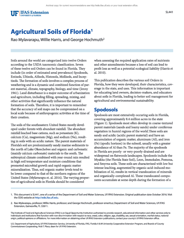 (PDF) Agricultural Soils of Florida