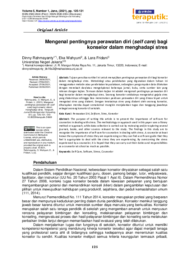 (PDF) Mengenal pentingnya perawatan diri (self care) bagi konselor ...