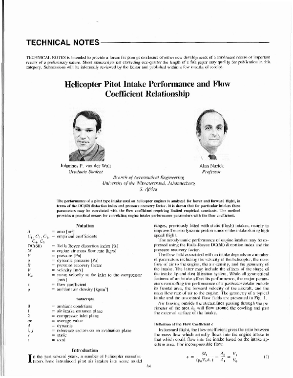 (PDF) Technical Notes: Helicopter Pitot Intake Performance and Flow ...