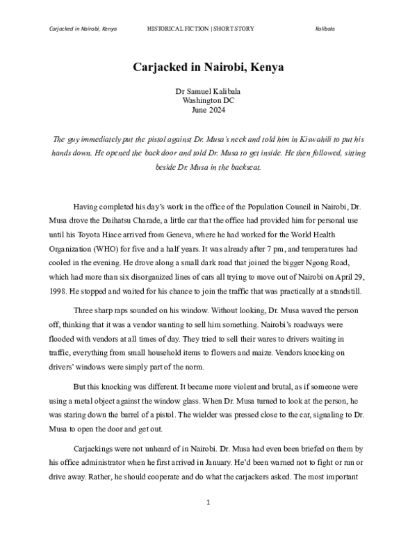 (PDF) Carjacked in Nairobi, Kenya