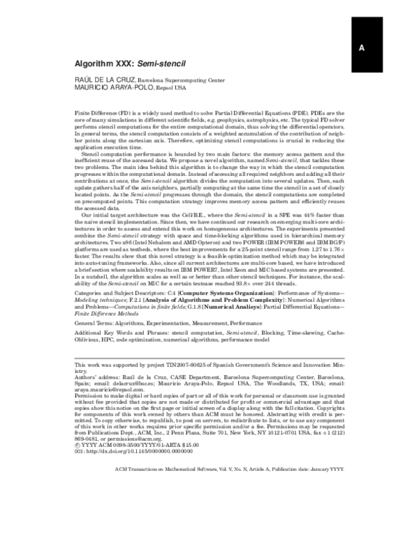 (PDF) A Algorithm XXX: Semi-stencil