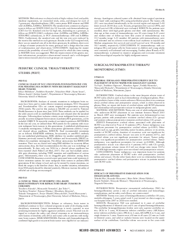 (PDF) STMO-02 Efficacy of preoperative embolization for hemangioblastoma