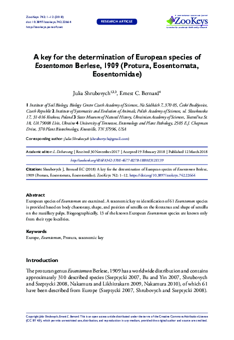 (PDF) A key for the determination of European species of Eosentomon ...