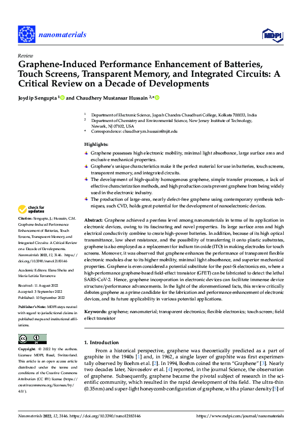 (PDF) Graphene-Induced Performance Enhancement of Batteries, Touch ...